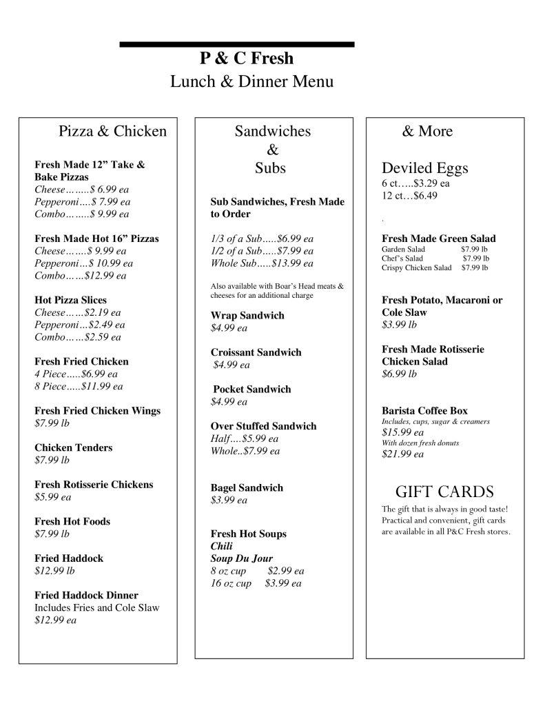 Lunch & Dinner | P&C Fresh Markets